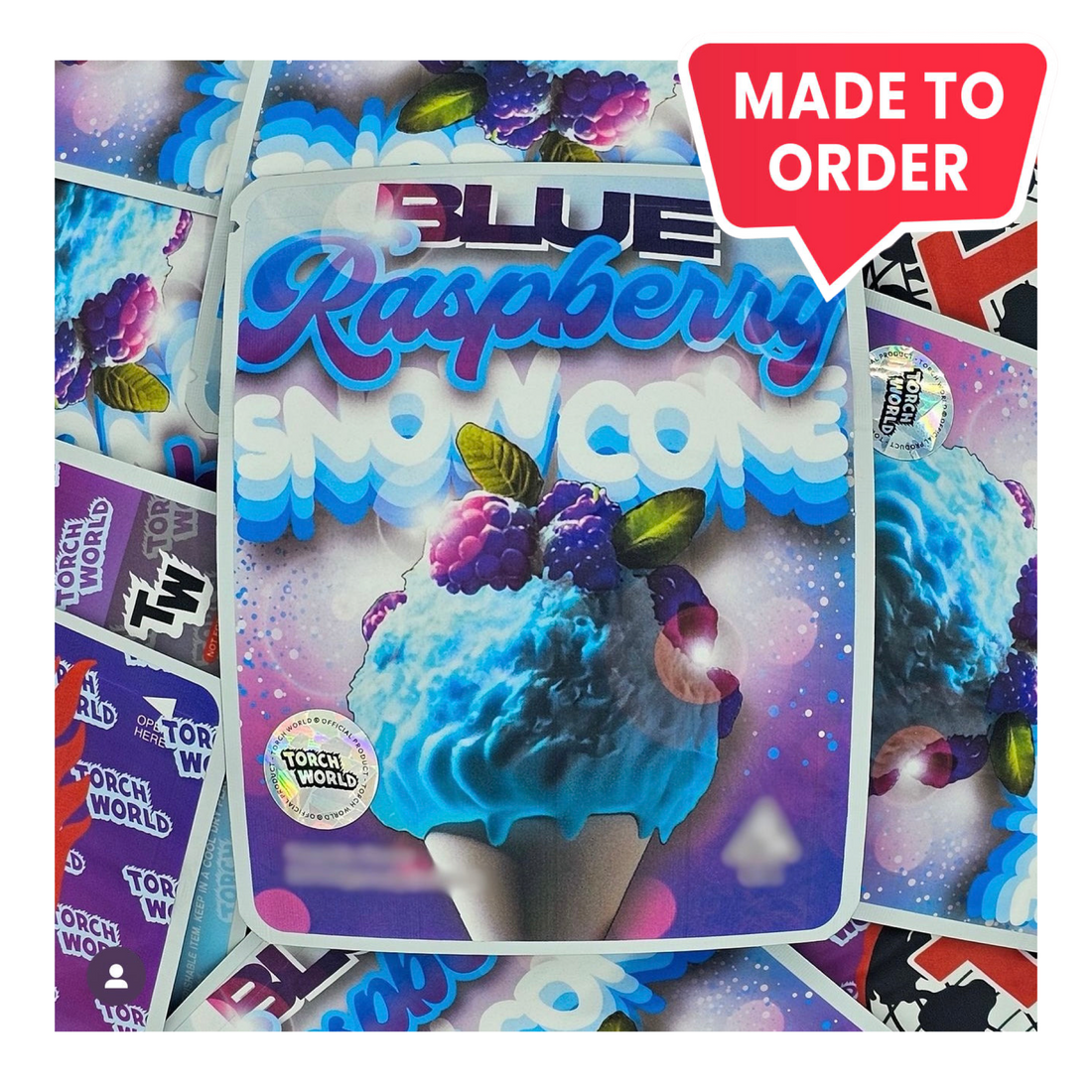 Blue Raspberry Snow Cone 3.5g Mylar Bags Sprinklez Torch World (made-t ...